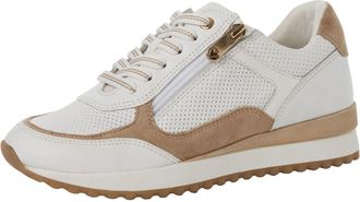 Marco Tozzi Damen Sneaker flach mit Lederanteil Freizeit, Mehrfarbig (White/Dune), 39 EU