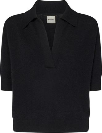 Khaite Femme, Pulls, Noir, Taille: 40 FR Polo en Tricot de Cachemire Noir