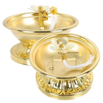 Cabilock 2 St&uuml;ck Teiliges Vintage Butterlampen Legierung Hohe Buddhistische &Ouml;lkerzen f&uuml;r Innenr&auml;ume Dekorative Kerosin Lampe f&uuml;r Tempel und Hausalt&auml;re Langlebi