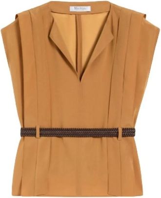 Max Mara Femme, Tops, Brun, Taille: 36 FR Chemisier &agrave; Volants