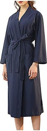 Generic Peignoir mi-long gaufr&eacute; pour femme - S&eacute;chage rapide - Unisexe - Peignoir de spa confortable - &Eacute;vacuation de lhumidit&eacute; - Col en V - Manches longues - A