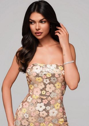 Ombre Abendkleid Elegantes Paillettenkleid mit Blumenmuster