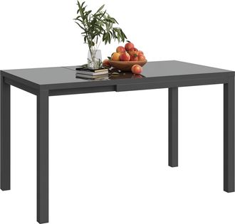 OUTSUNNY Ausziehbarer Gartentisch 85/125 x 70 x 73 cm, ausziehbarer Esstisch f&uuml;r 4-6 Personen, rechteckig, aus Aluminium mit Glasplatte, f&uuml;r Terrasse, Balkon, 