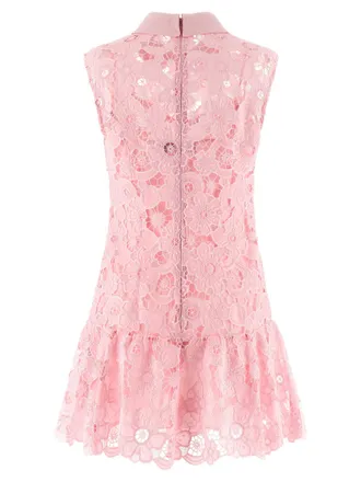 Self Portrait Openwork Lace Collared Dress - Pink