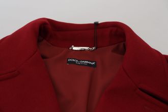 Dolce & Gabbana Mens Red Wool Double Breasted Coat Jacket Virgin Clothing