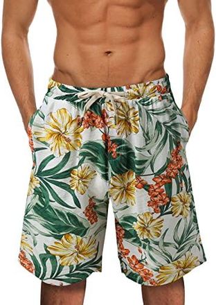 Generic Short de bain pour homme - Short de plage imprim&eacute; d&eacute;t&eacute; - Pantalon court ample d&eacute;contract&eacute; - Avec poche - Pantalon court confortable pour les vacances,