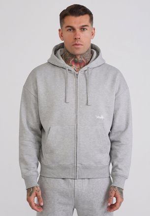 Siksilk Herren Grau meliert Rei&szlig;verschluss Hoodie XXL