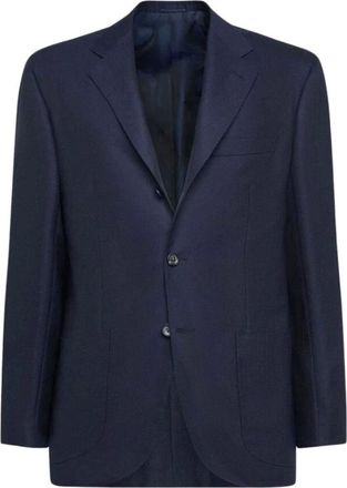 Kiton Homme, Vestes, Bleu, Taille: 2XL Blazer Cachemire Crois&eacute;