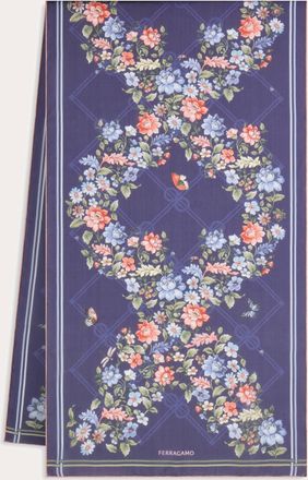Ferragamo Damen Seidenschal mit Ramage-Print Blau