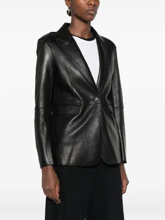 Parosh Lamb Leather Blazer - Black