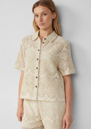 s.Oliver Kurzarmshirt T-Shirt Leicht transparentes Shirt aus Häkelspitze