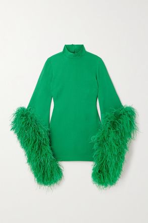 Taller Marmo Mini-robe En Cr&ecirc;pe &Agrave; Plumes Del Rio - Vert