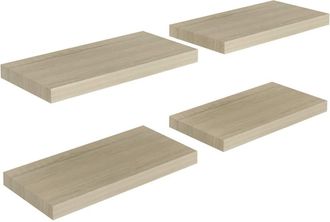 Generic Schwebendes Wandregal, 4 St&uuml;ck, MDF, Hochglanz-Wei&szlig;, Schwebendes Regal, 23/40/50/60/80/90/120 cm, Wandregal f&uuml;r Wohnzimmer/Arbeitszimmer/Bad/K&uuml;che (50