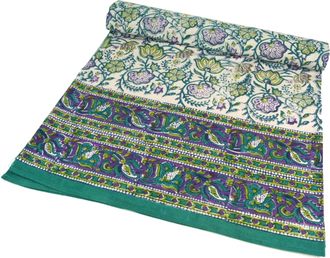Guru Shop Blockdruck Tagesdecke, Bett & Sofa&uuml;berwurf, Handgearbeiteter Wandbehang, Wandtuch - Design 14, Baumwolle, Size:Double 225x275 cm