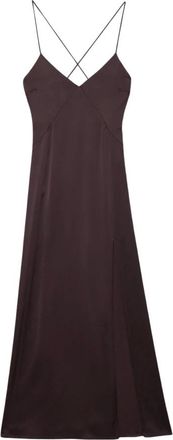 ottod'Ame Femme, Robes, Brun, Taille: 38 FR Satin Viscose Maxi Dress