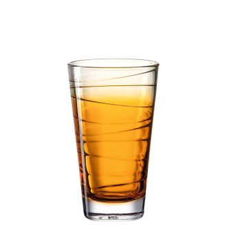 Leonardo Leonardo Vario Struttura Trink-Glas, 1 St&uuml;ck, sp&uuml;lmaschinenfestes Longdrink-Glas, bunter Trink-Becher aus Glas, Saft-Glas, orange, 280 ml, 026835