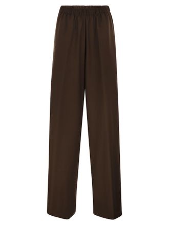 Fabiana Filippi Pantalon large en laine stretch avec taille &eacute;lastiqu&eacute;e