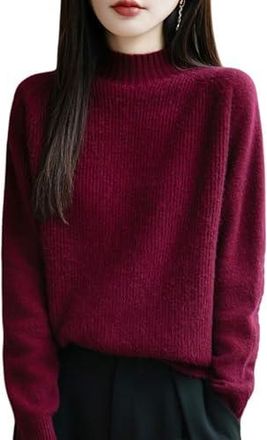 Generic Pull Femme Hiver Pull en Laine M&eacute;rinos 100% pour Femme Manches Longues Col Montant Pull en Maille Chaud Et &Eacute;pais Tunique Id&eacute;al pour lhiver LAutomne Le