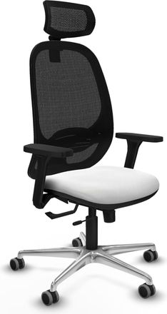 Piqueras y Crespo Wei&szlig;er Computerstuhl mit 3D-Armen, h&ouml;henverstellbare Lendenwirbelst&uuml;tze und h&ouml;henverstellbares Kopfteil, Schwarz / Wei&szlig;