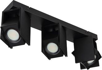 ETC Shop Deckenleuchte Spots beweglich Spotleuchte Wohnzimmer Deckenstrahler schwarz Aluminium, Metall, 3x GU10 Fassungen, LxBxH 43x4x8,4x15,7 cm