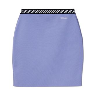 Versace Kurzer Rock mit gesticktem Logo - - Skirts - Damen - Lila - M