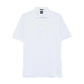 HUGO BOSS Homme, Tops, Bleu, Taille: 2XL Polo en coton et lin coupe regular