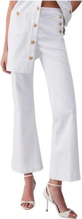 Liu Jo Femme, Jeans, Blanc, Taille: W28 Pantalon Taille Haute avec Boutons