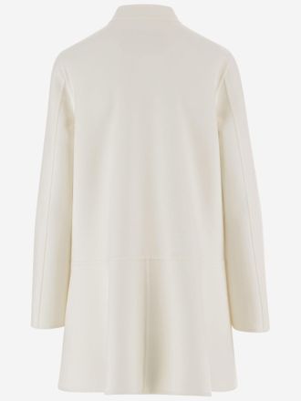 Valentino Womens Virgin Wool And Cashmere Coat Ivory