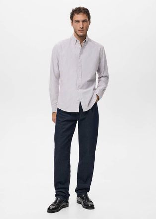 Mango Chemise 100 % coton rayures bordeaux - Homme - XXL - MANGO MAN