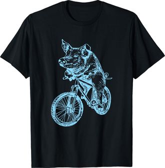 Seembo Schwein Fahrrad Lustiges Schwein Biking Bike Tier Biker T-Shirt