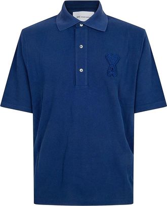 Ami Homme, Tops, Bleu, Taille: XL Polo en piqu&eacute; de coton