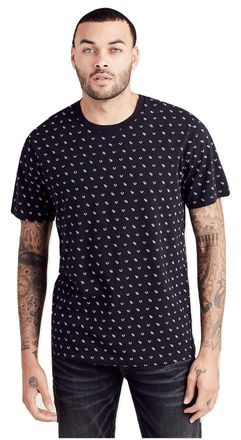 True Religion Herren All Over Monogram Tee T-Shirt, Schwarz, Groß