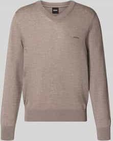HUGO BOSS Pullover aus Wolle mit Logo-Stitching