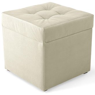 MG Design Polsterhocker 45 x 45 cm Beige mit Stauraum (ca. 50 L), bis 300 kg belastbar, ohne Montage & leicht zu reinigen, angenehm matt mit feiner Struktur - f