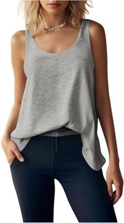 Generic Debardeur Femme Chic et &eacute;l&eacute;gant Chemisier sans Manche D&eacute;bardeur Blanc Court Crop Top Ete Haut Chic et Elegant Fluide Ample Caraco Vetement Femme Tee S