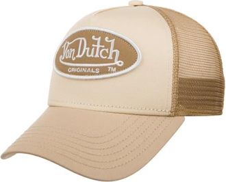 Von Dutch Boston Oval Patch Trucker Cap Basecap Baseballcap Truckercap Meshcap (One Size - Beige)