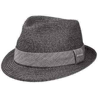 Stetson Reidton Toyo Trilby Strohhut Herrenhut Melierter Hut mit Garniturband Sonnenhut aus Toyo-Stroh Herren Fr&uuml;hjahr Sommer anthrazit XL (60-61 cm)