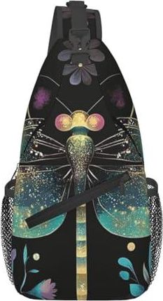 Generic Sac &agrave; dos &agrave; bandouli&egrave;re pour homme Motif libellules et fleurs