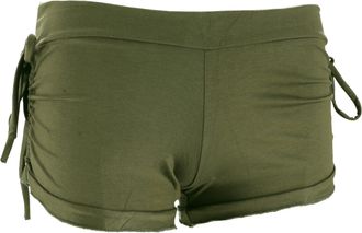 Guru Shop Goa Pantys, Psytrance Hotpants, Bikini Shorts - Olive, Damen, Baumwolle, Size:L