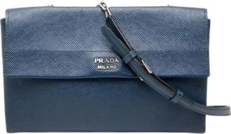 Prada Sac bandouli&egrave;re en cuir Saffiano Pre-owned - Femme - Pre-owned - Bleu - Taille: ONE Size