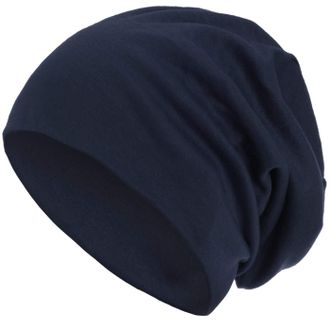 style3 Warme Herbst Winter Slouch Beanie XXL aus atmungsaktivem, feinem und leichten Jersey Unisex Mütze Wintermütze One Size, Farbe:Marineblau