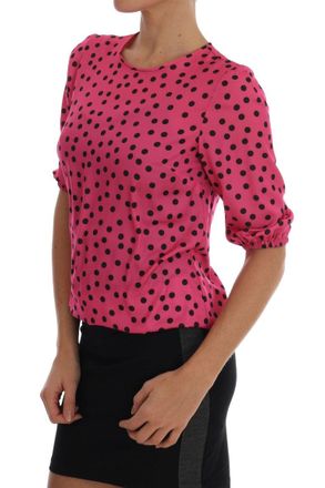 Dolce & Gabbana Womens Pink Polka Dotted Silk Blouse