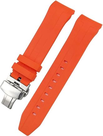 Generic 21mm 22mm gebogenes Ende Gummiarmband für T120 Seastar T120407A T120417A Schwarz Orange Silikon Uhrenarmband Handgelenk Armband