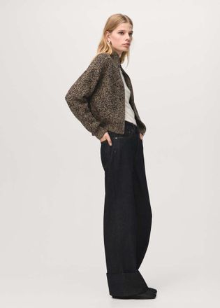 Mango Jean droit &agrave; revers bleu - Femme - 34 - MANGO