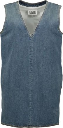 Maison Margiela robe courte en jean à col v - Bleu