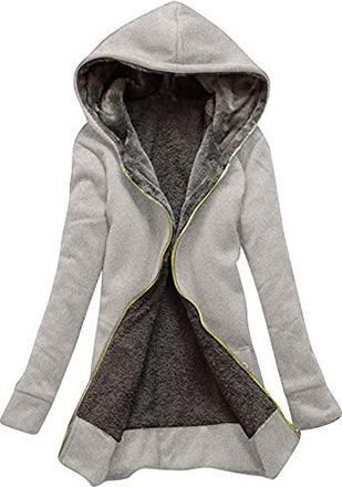 Generic Vestes dhiver d&eacute;contract&eacute;es pour femmes 2026 avec doublure chaude et fermeture &eacute;clair, gris, XXL