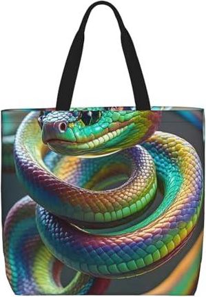 Generic Serpent 3D Sac Fourre-Tout R&eacute;utilisable Sacs De Courses D&eacute;contract&eacute; Sac A Main Femme Pour Travail Shopping Quotidienne