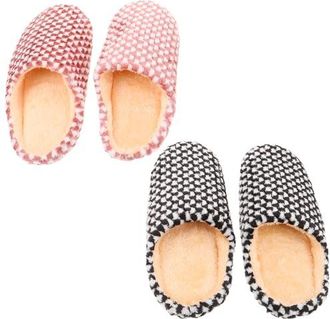 Frcolor 2 Paires Pantoufles Int&eacute;rieur pour Couples Antid&eacute;rapantes et Lavables Spa H&ocirc;tel Confortables pour Chambres Invit&eacute;s Mariage et Voyages