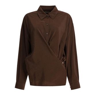 Christophe Lemaire Verdrehtes Hemd mit geradem Kragen - - Blouses & Shirts - Damen - Braun - S