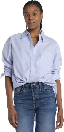 Scotch & Soda Femme, Blouses et Chemises, Bleu, Taille: 36 FR Girlfriend Striped Oxford Shirt